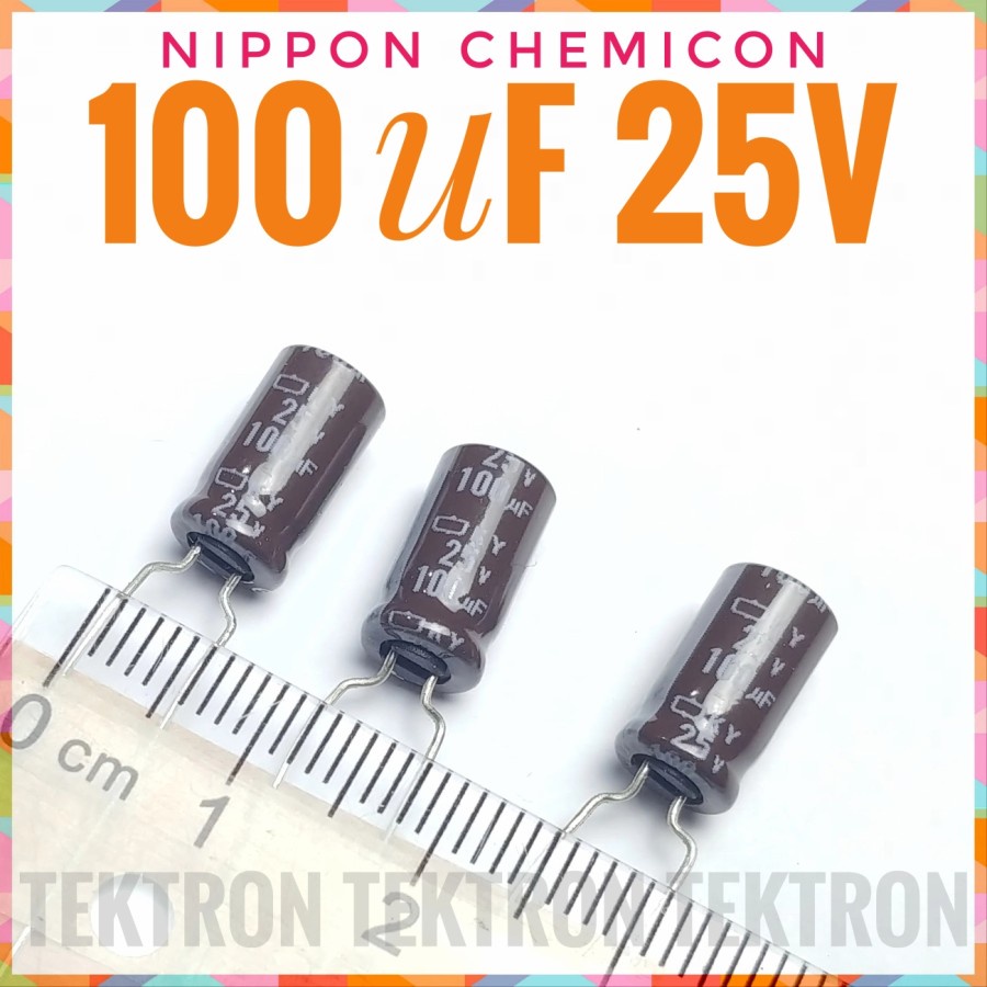 Jual Nippon Chemicon 100uF 25V Elco Elko Capacitor Kondensator HQ Asli ...