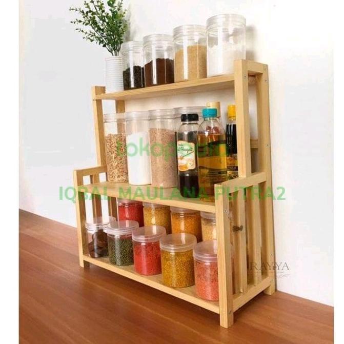 Jual RAK BUMBU DAPUR SERBAGUNA/RAK 3 SUSUN BAHAN KAYU JATI BELANDA ...