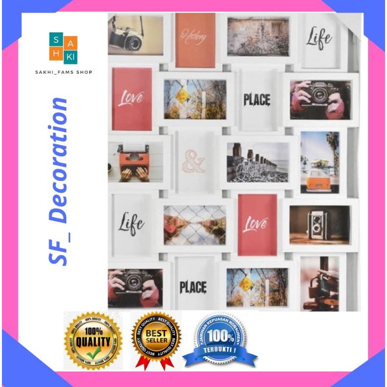 Jual pigura frame bingkai foto/Kris 4r Bingkai Foto 24 Frame - Putih ...