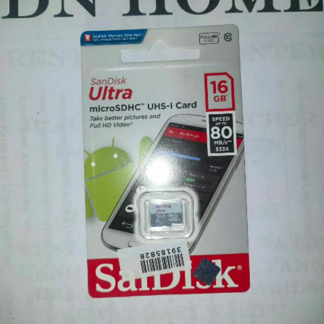 Jual Sandisk ultra micro sd 80mb/s ( 16gb ) | Shopee Indonesia