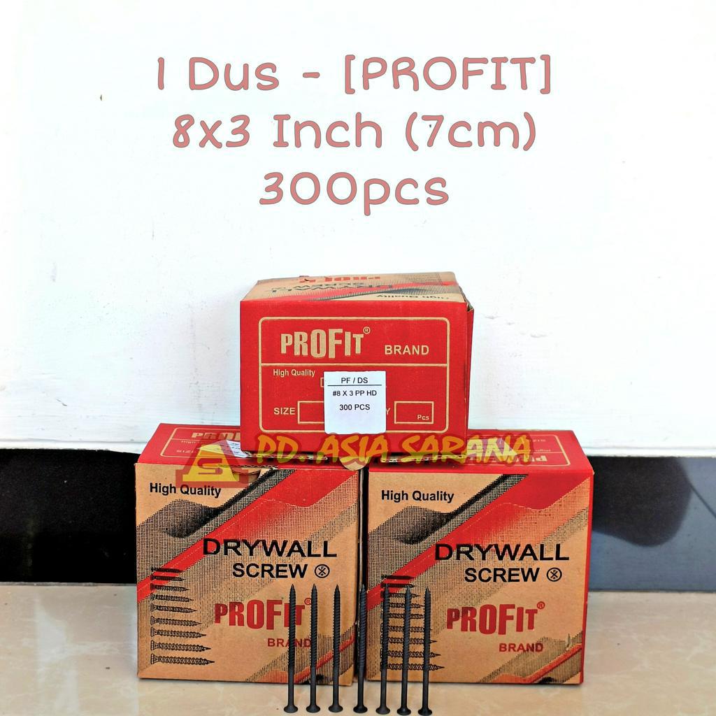 Jual [DUS] Skrup Gypsum 8x3" Inch PROFIT Hitam Drywall Screw Paku ...