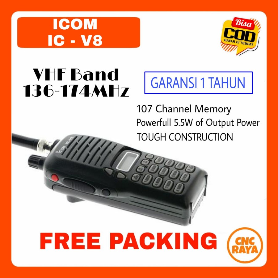 Jual HT ICOM V8 Single band VHF Garansi (1Tahun) Walkie Talkie | Icom IC V8 / IC-V8 / V 8 Handy ...