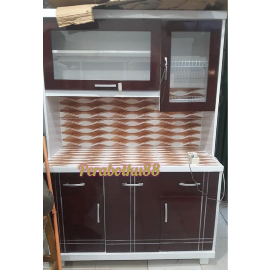 Jual Lemari Sayur / Lemari Dapur / Rak Piring Kayu Minimalis 3 Pintu ...