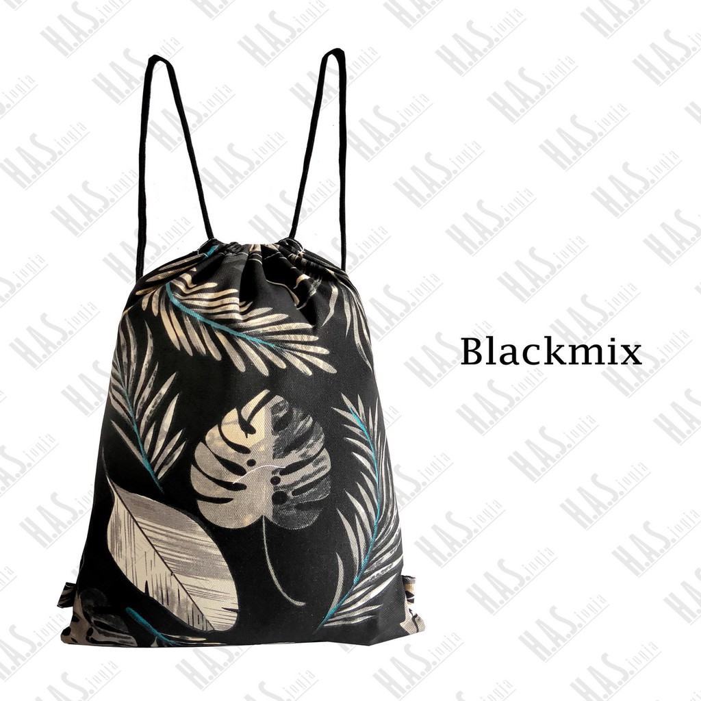 Jual [LIMITED] TAS SERUT DRAWSTRING BAG STRING BAG STRINGBAG BAHAN KANVAS TEBAL MOTIF BLACKMIX ...