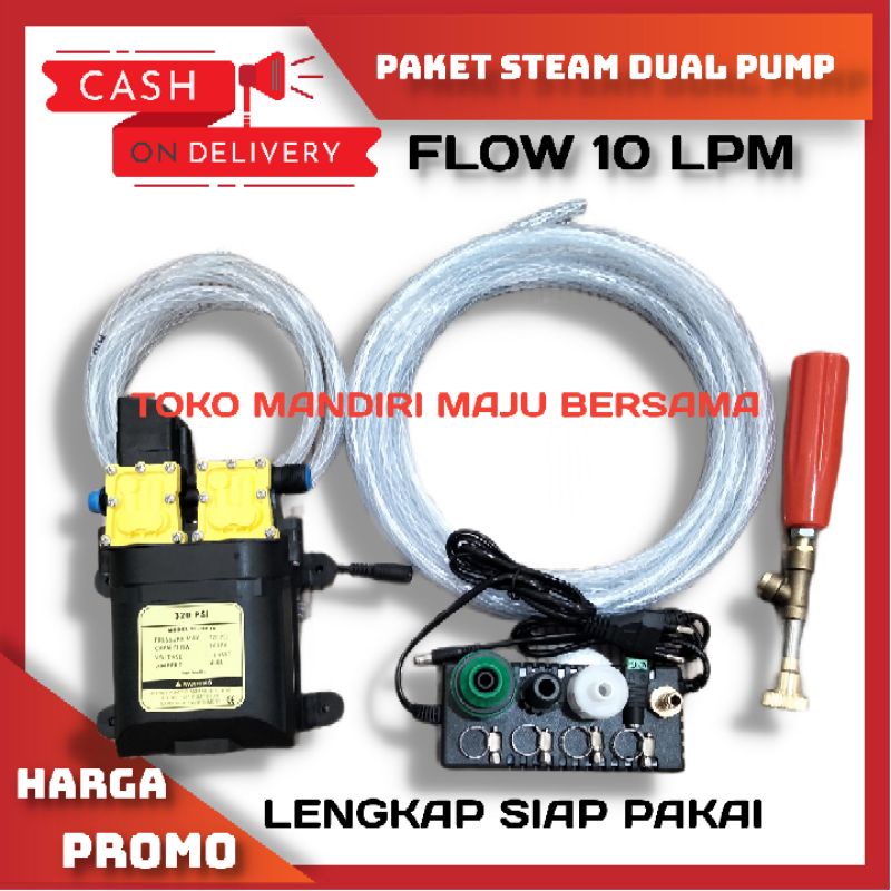 Jual PAKET STEAM MOTOR POMPA DC DOBEL 12V 12 LPM / CUCI MOBIL / AC ...