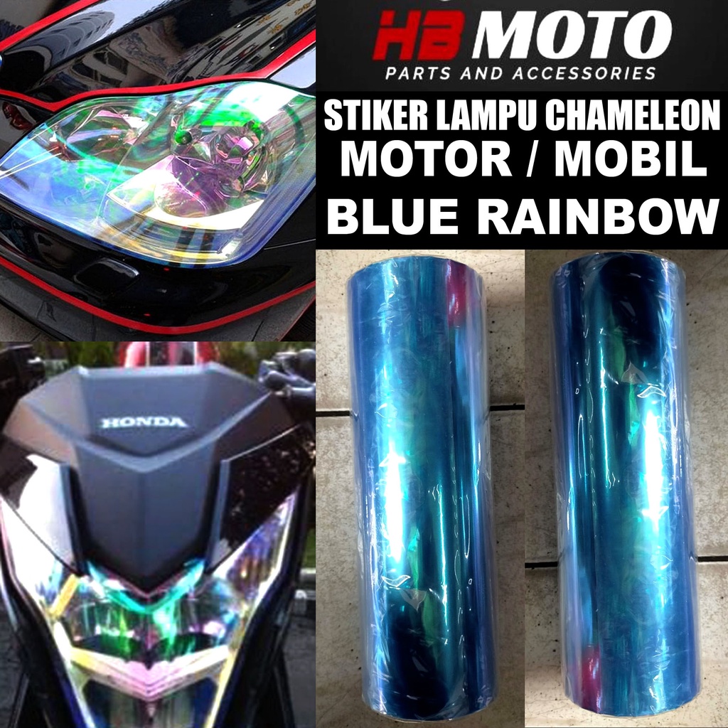 Jual Sticker Lampu Pelangi/Rainbow Buat motor & mobil BLUE Rainbow 30cm ...
