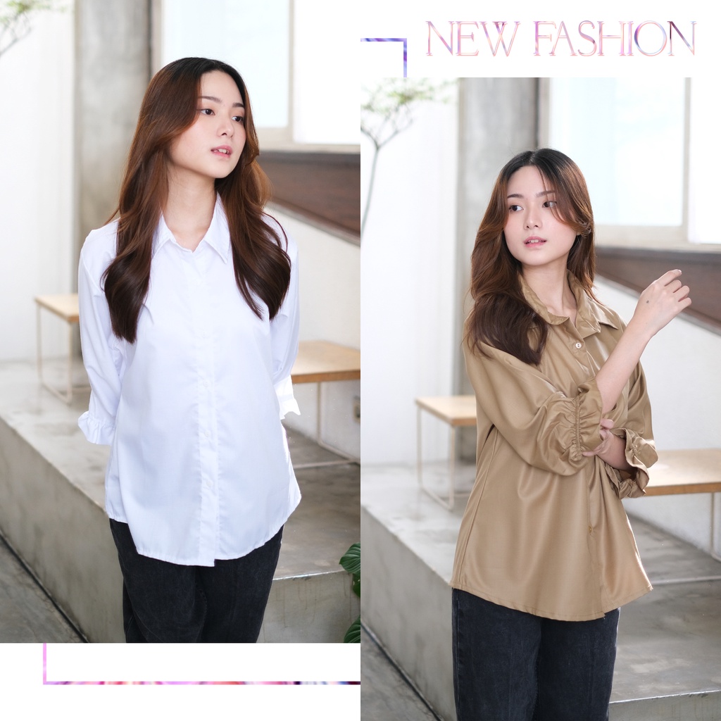 Jual Kemeja Atasan Remaja Wanita Kekinian Ootd Outfit Korea Korean ...