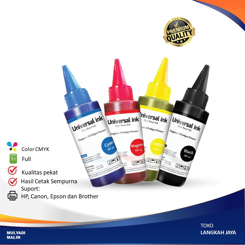 Jual Tinta Printer Universal Ink 100ml Dye Base Refill Cartridge Canon, Epson, HP inkjet ...