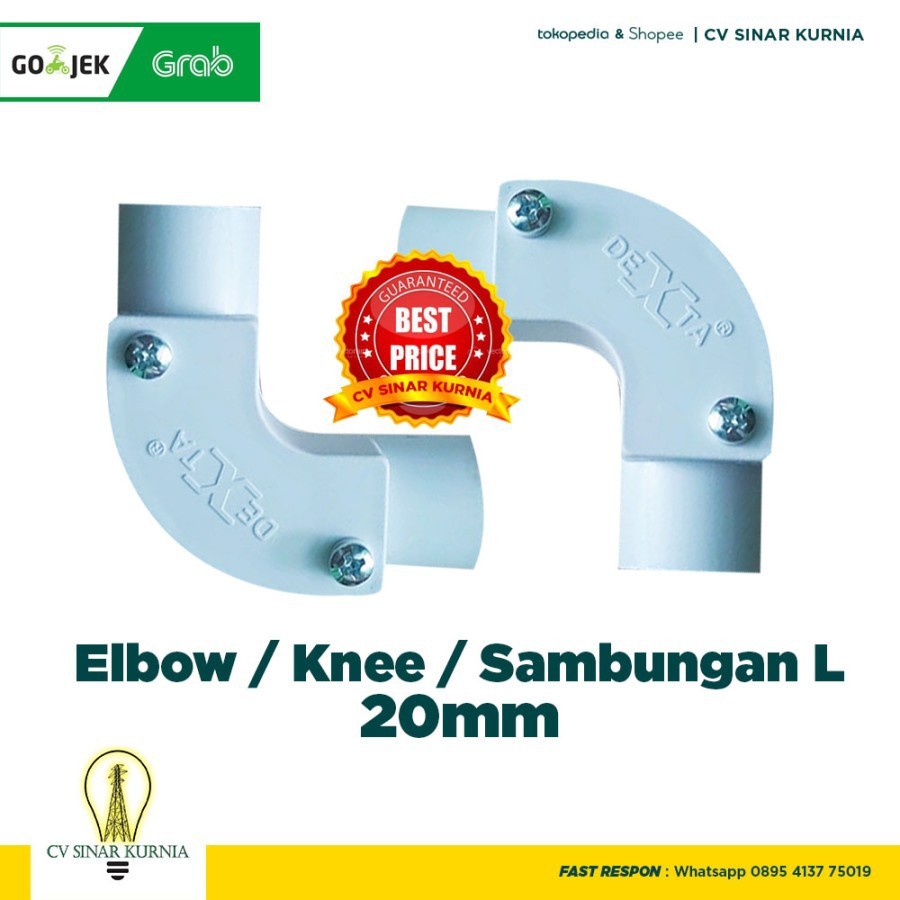 Jual Elbow pipa pvc 20 mm / sambungan pipa knee L / L-Bow KNEE BAUT ...