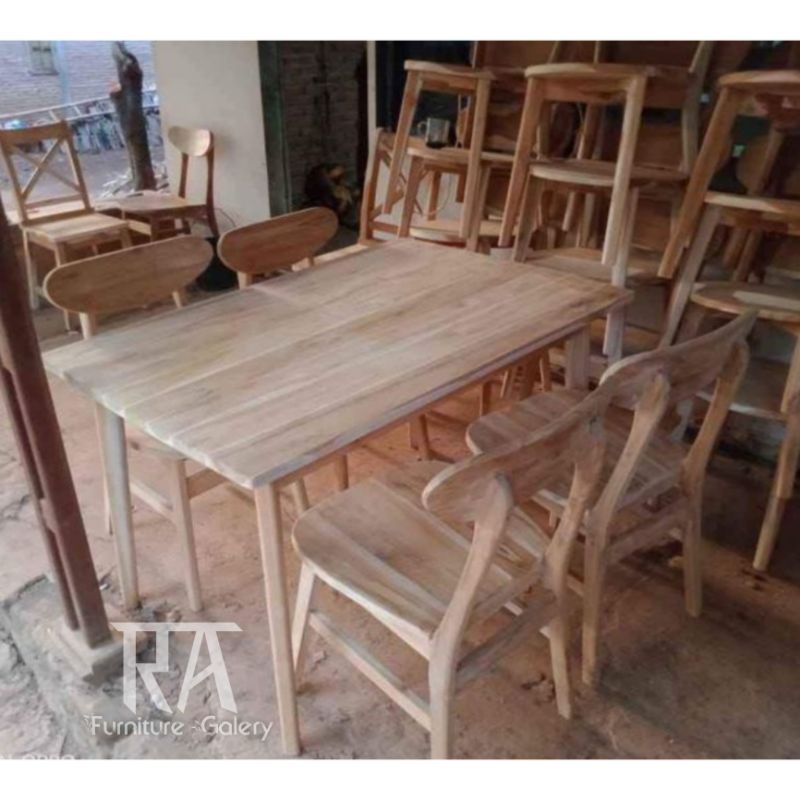 Jual MEJA MAKAN KURSI ROPAN SET MINIMALIS KAYU JATI | Shopee Indonesia