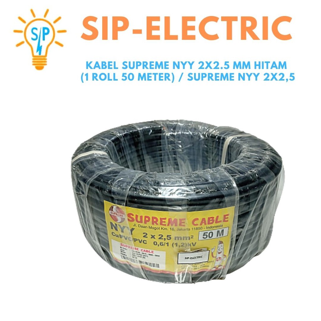 Jual Kabel Supreme Nyy 2X2.5 Mm Hitam (1 Roll 50 Meter) / Supreme Nyy 2X2,5 | Shopee Indonesia