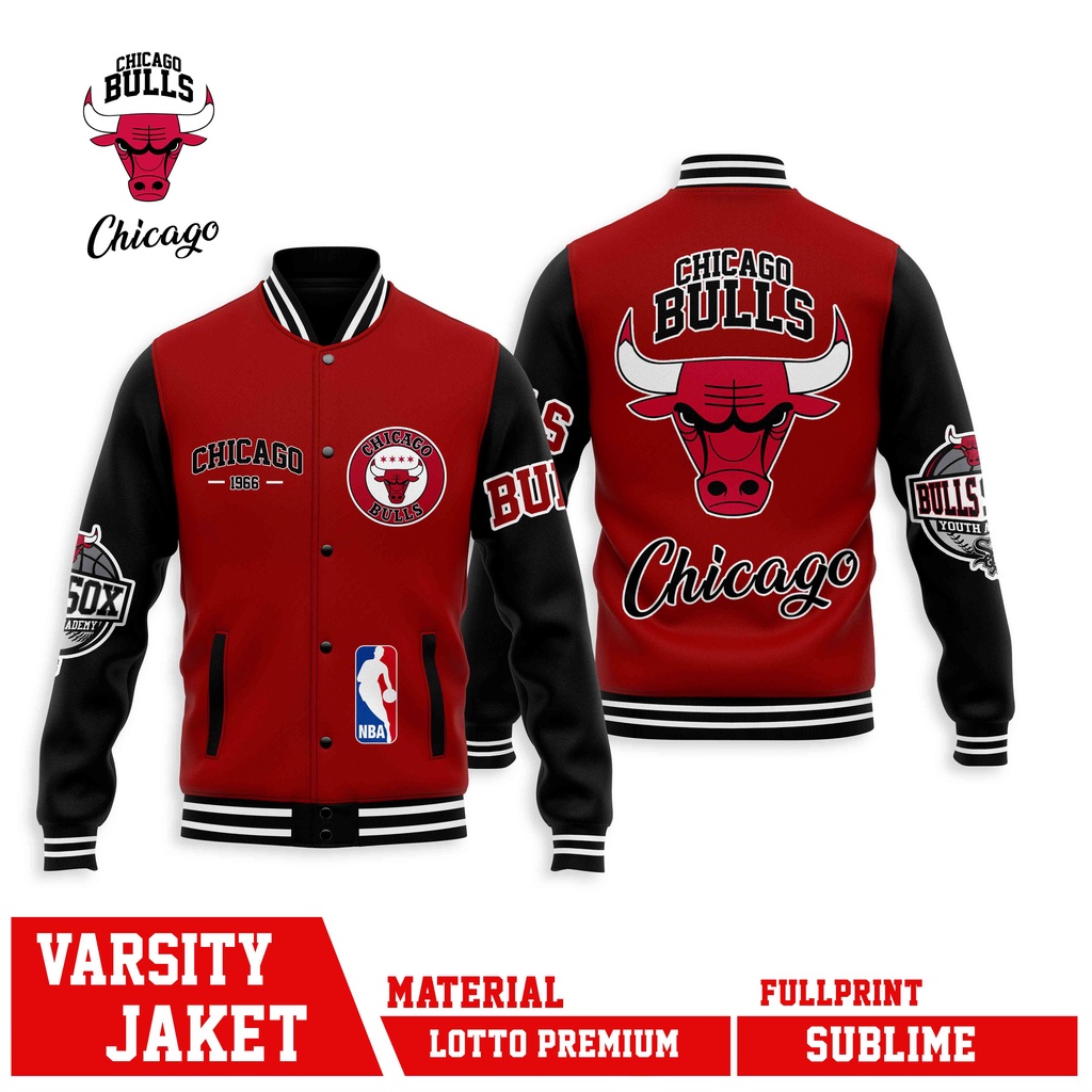 Jual JAKET VARSITY CHICAGO BULLS CLUB BASKET BALL RED BLACK | Shopee ...