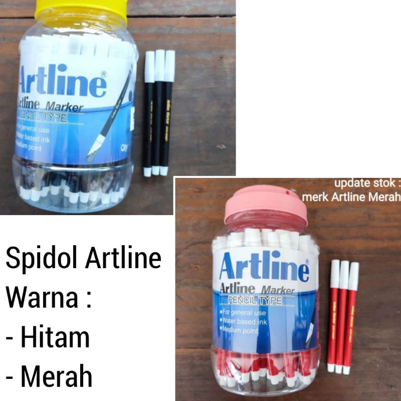 Jual Spidol Sepidol Artline Marker Kecil warna Hitam Merah | Shopee ...