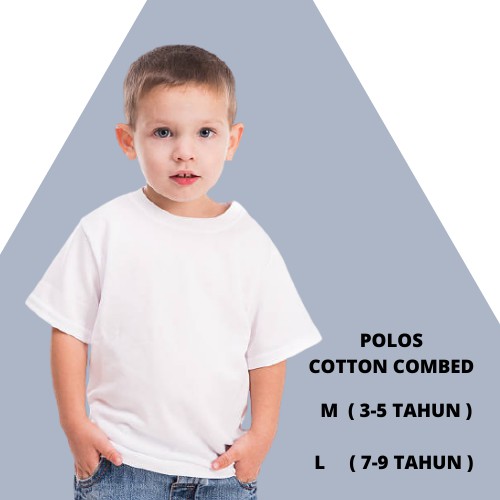 Jual Kaos Polos Anak Soft Cotton Combed 30S warna putih plain usia 2 3 4 5 6 7 8 tahun | Shopee ...