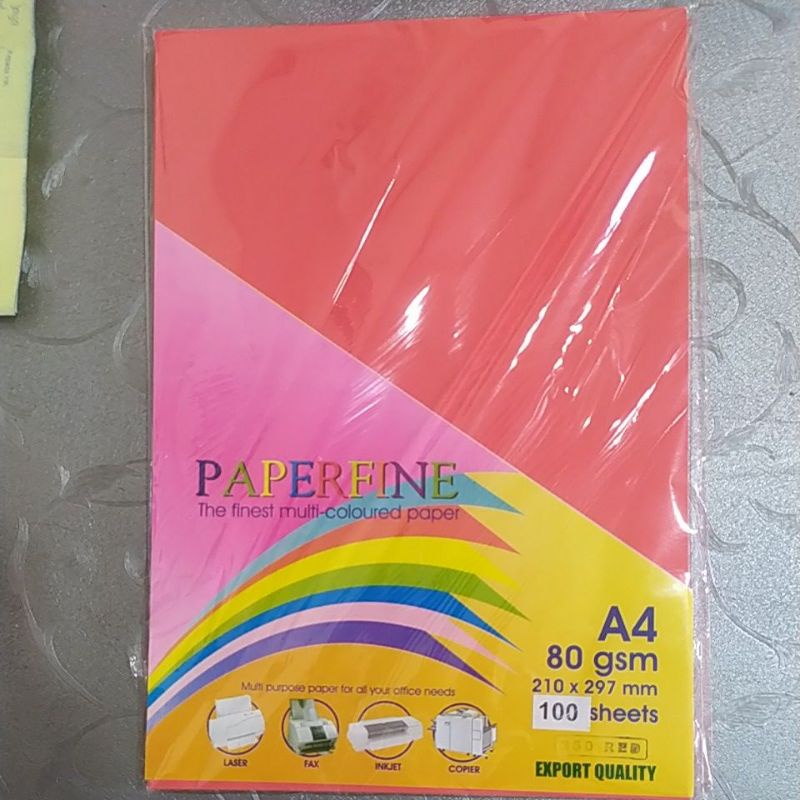 Jual Kertas Paperfine A4 80 Gram 100 Sheet - Kertas HVS Warna | Shopee ...
