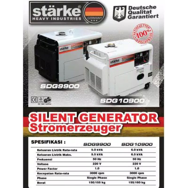 Jual Mesin Genset Solar Silent 6500 Watt Starke SDG 9900 | Shopee Indonesia