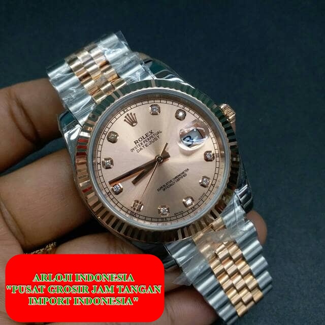 Jual New Jam Pria Rolex Datejust Two Tone Lapis Emas Clone Garansi 1th ...