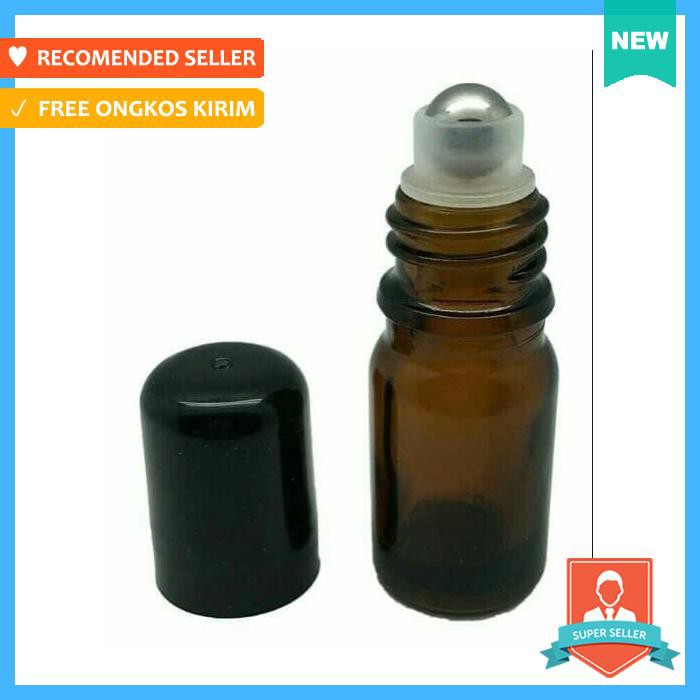 Jual Botol kosong kaca amber stainless roll on sample essential oil ...