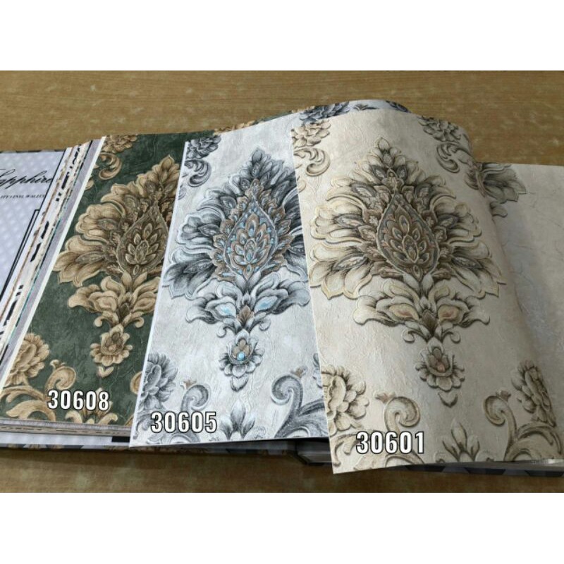 Jual Wallpaper Dinding Batik Damaak Mewah Sapphire | Shopee Indonesia