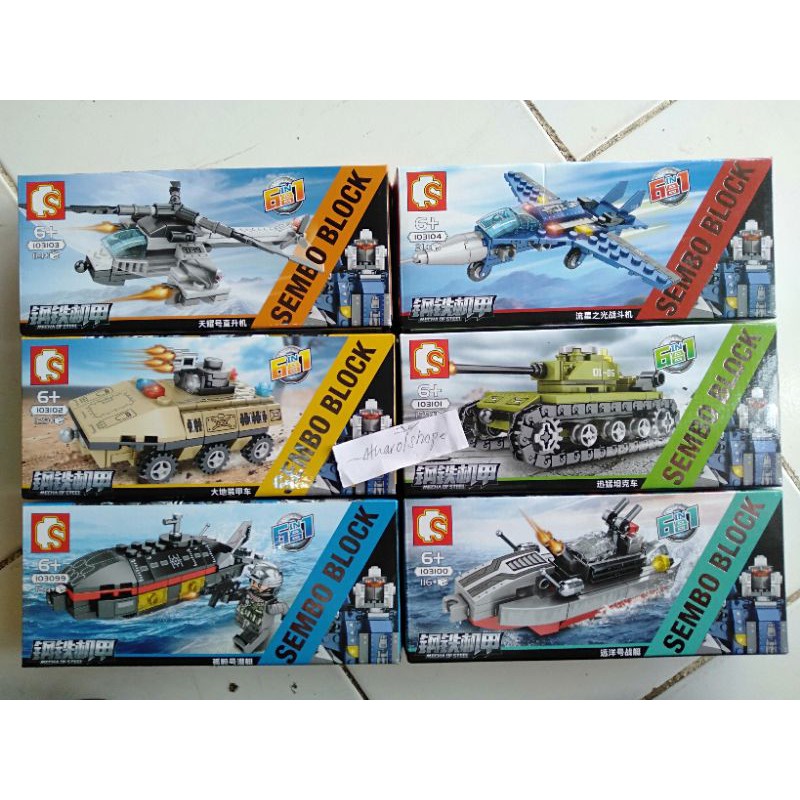 Jual LEGO PERALATAN MILITER 6 IN 1 BERUBAH TRANSFORMER SEMBO BLOCK ...