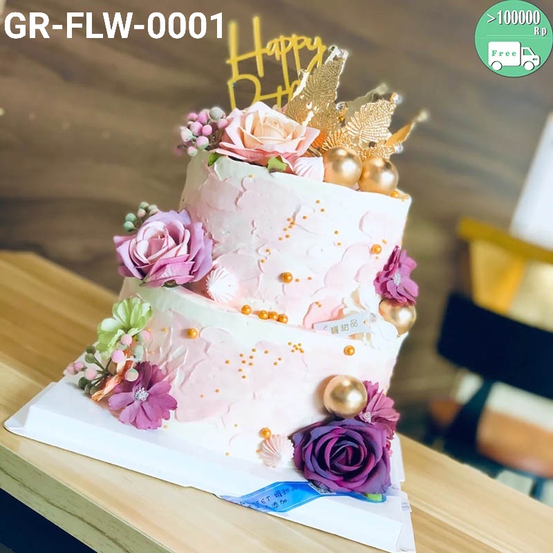 Jual GR-FLW-0001 Cake topper hiasan kue bunga imitasi artificial mawar rose yamama baking ...