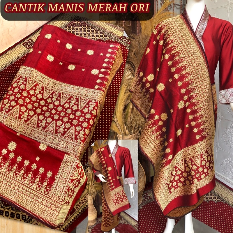 Jual Cantik Manis ORI Merah Gold Exclusive / Songket Tenun Palembang ...