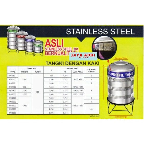 Jual Tangki / Tandon Air Stainless Profil Tank PS 2000 | Shopee Indonesia
