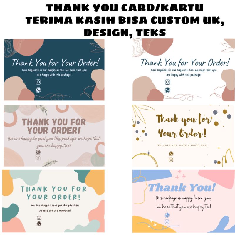 Jual THANK YOU CARD BISA CUSTOM - KARTU UCAPAN - Kartu Terima Kasih | Shopee Indonesia
