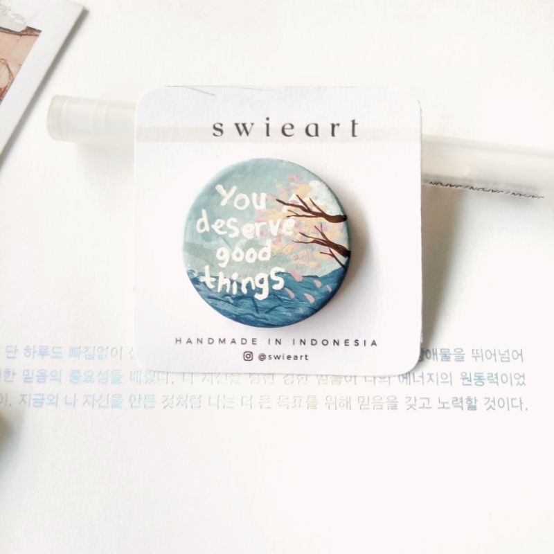 Jual Positive Affirmation Words Handmade Air Dry Clay Pins with Glossy ...