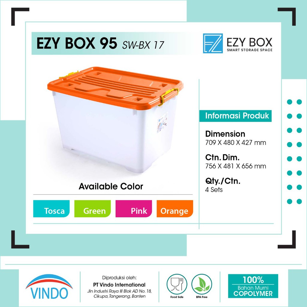 Jual Ezy Box Container Box Plastik 95 Liter Kotak Penyimpanan | Shopee ...