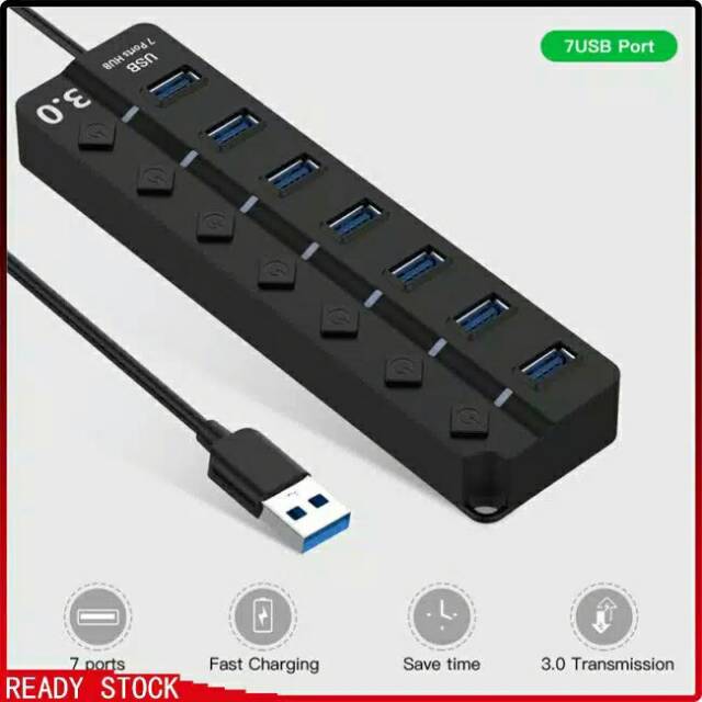 Jual Hub Power Adapter 4 / 7 Port USB 3.0 5Gbps | Shopee Indonesia
