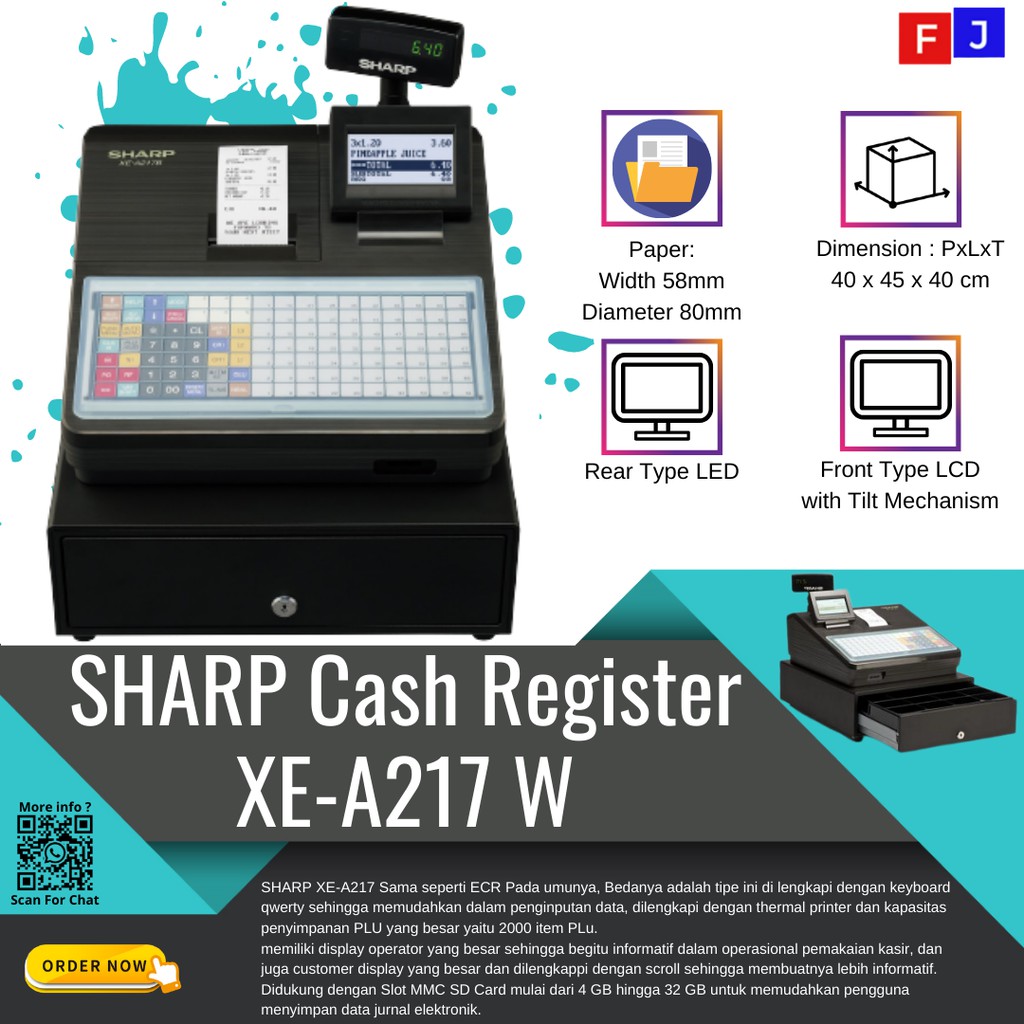Jual SHARP mesin kasir cash register XE A217 B | Shopee Indonesia