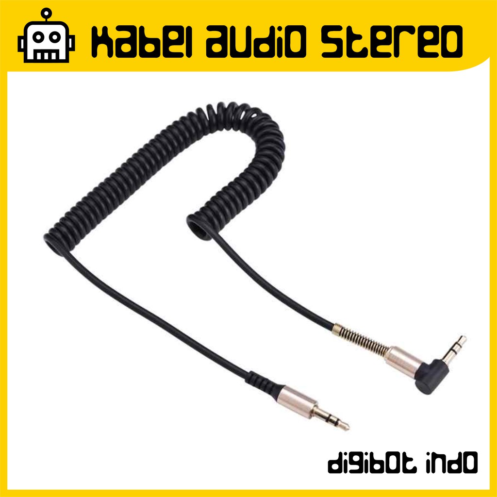 Jual Kabel Audio Stereo Jack 3.5mm Male To Male 90 Derajat Spring ...