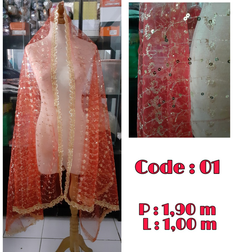 Jual Bridal Dupatta / Dupatta India Merah / Selendang Merah / Selendang ...