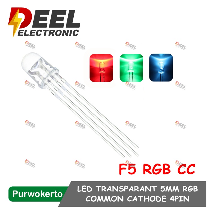 Jual LED RGB 4PIN RED GREEN BLUE COMMON CATHODE LED RGB TRANSPARENT 5MM ...