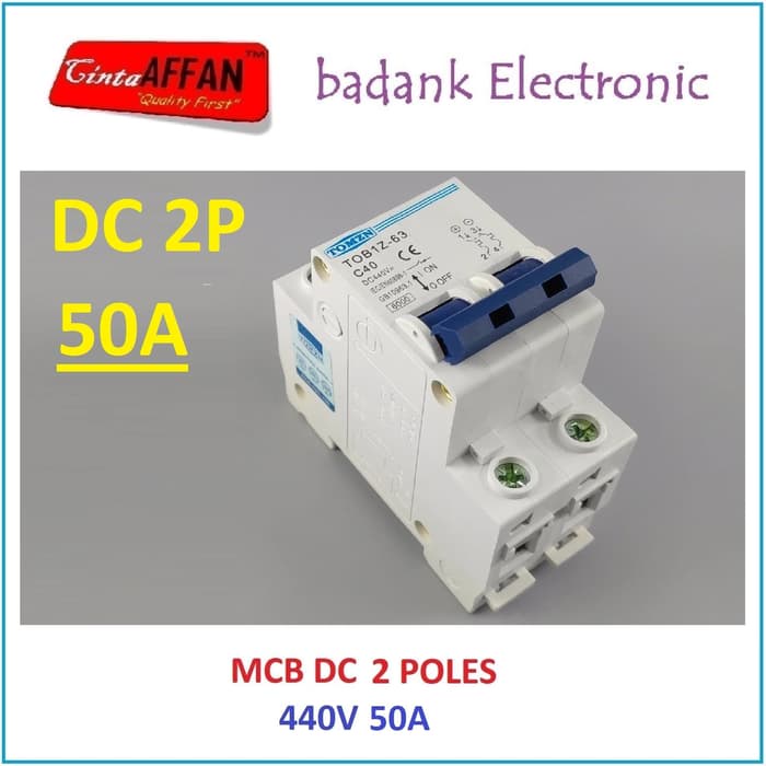 Jual MCB DC C50 50A 440V 2P Circuit Breaker Solar PV Panel Surya PLTS ...