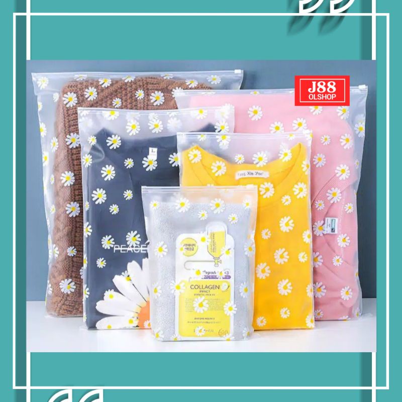 Jual Plastik Ziplock Baju Transparan Motif Bunga Zipper Bag Travel ...