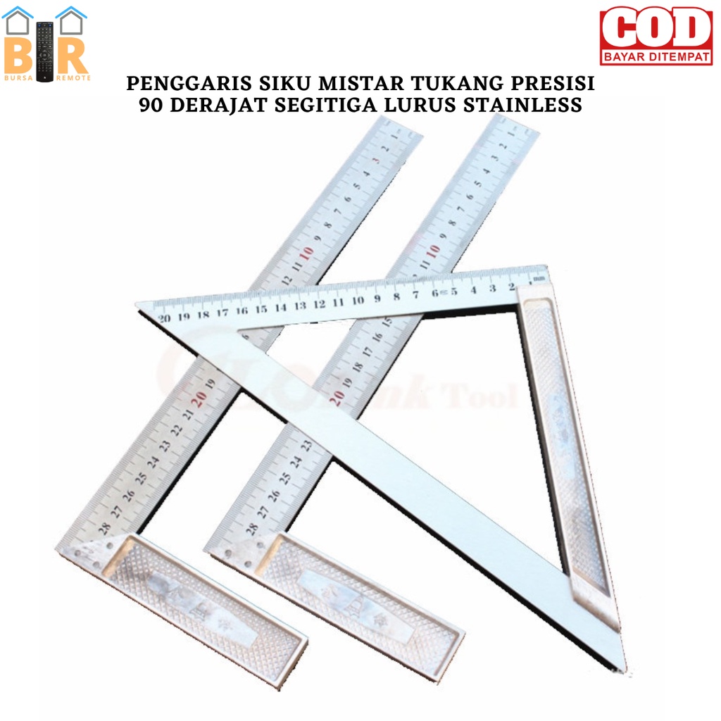 Jual Penggaris Mistar Siku 90 Derajat Stainless Angle Ruler Segitiga ...