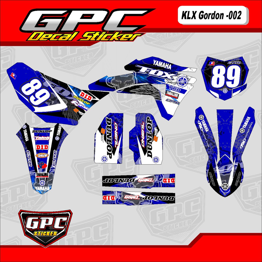 Jual Decal sticker-Dekal Stiker Custom KLX Gordon biru-GPC 002 | Shopee ...