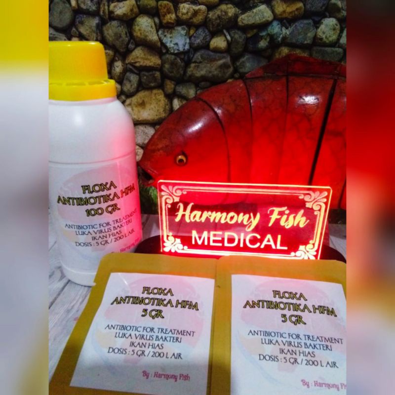 Jual FLOXA ANTIBIOTIKA HFM 5GR Obat Ikan Hias Antibiotik Luka Virus ...