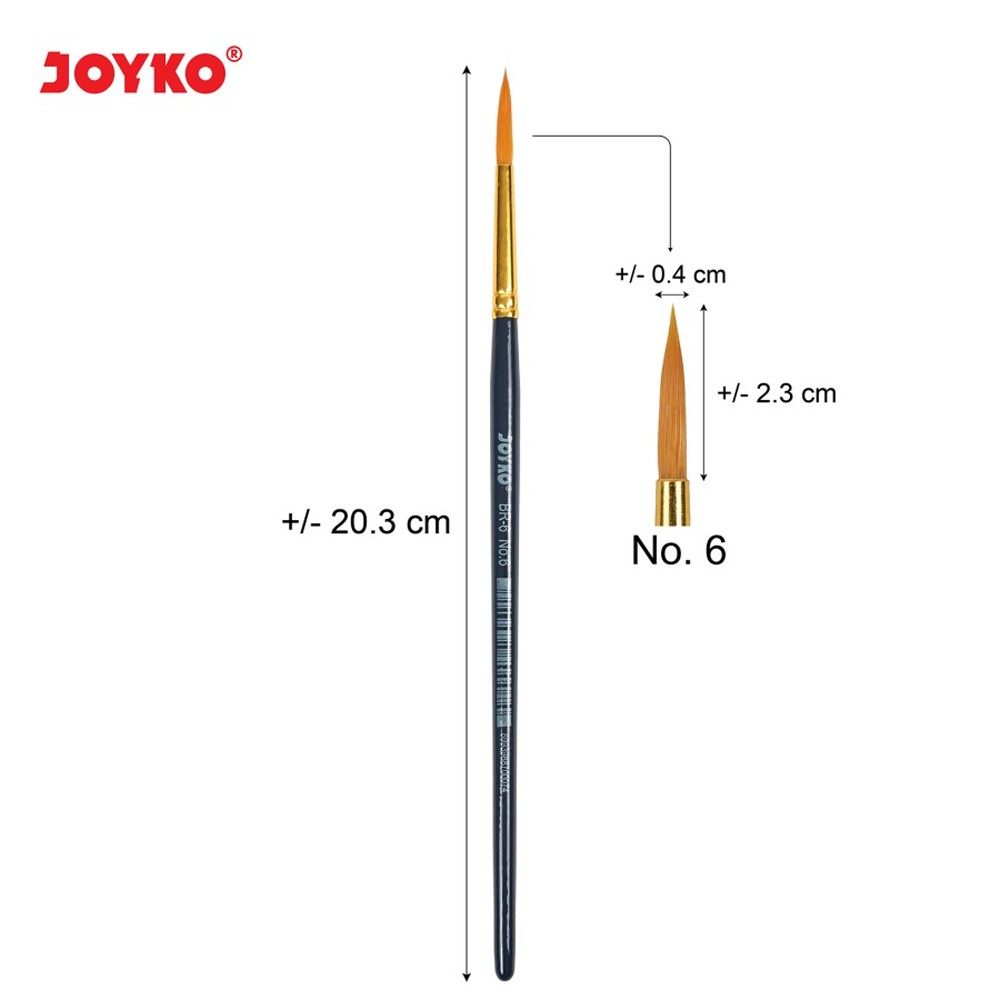 Jual KUAS LUKIS / KUAS LUKIS CAT AIR / KUAS JOYKO ROUND SATUAN - BR-06 ...