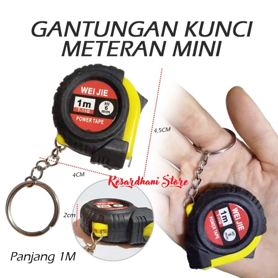 Jual Meteran Portable Gantungan Kunci Meteran Mini Roll 1 meter 1M 1 M ...