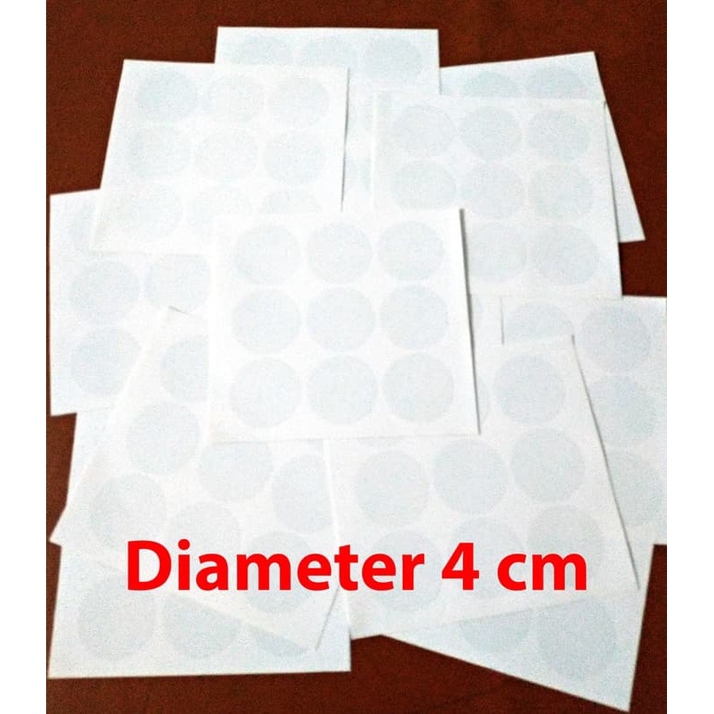 Jual Stiker Vinyl Bulat 4cm Transparant Polos 100 pcs Sticker Bundar ...