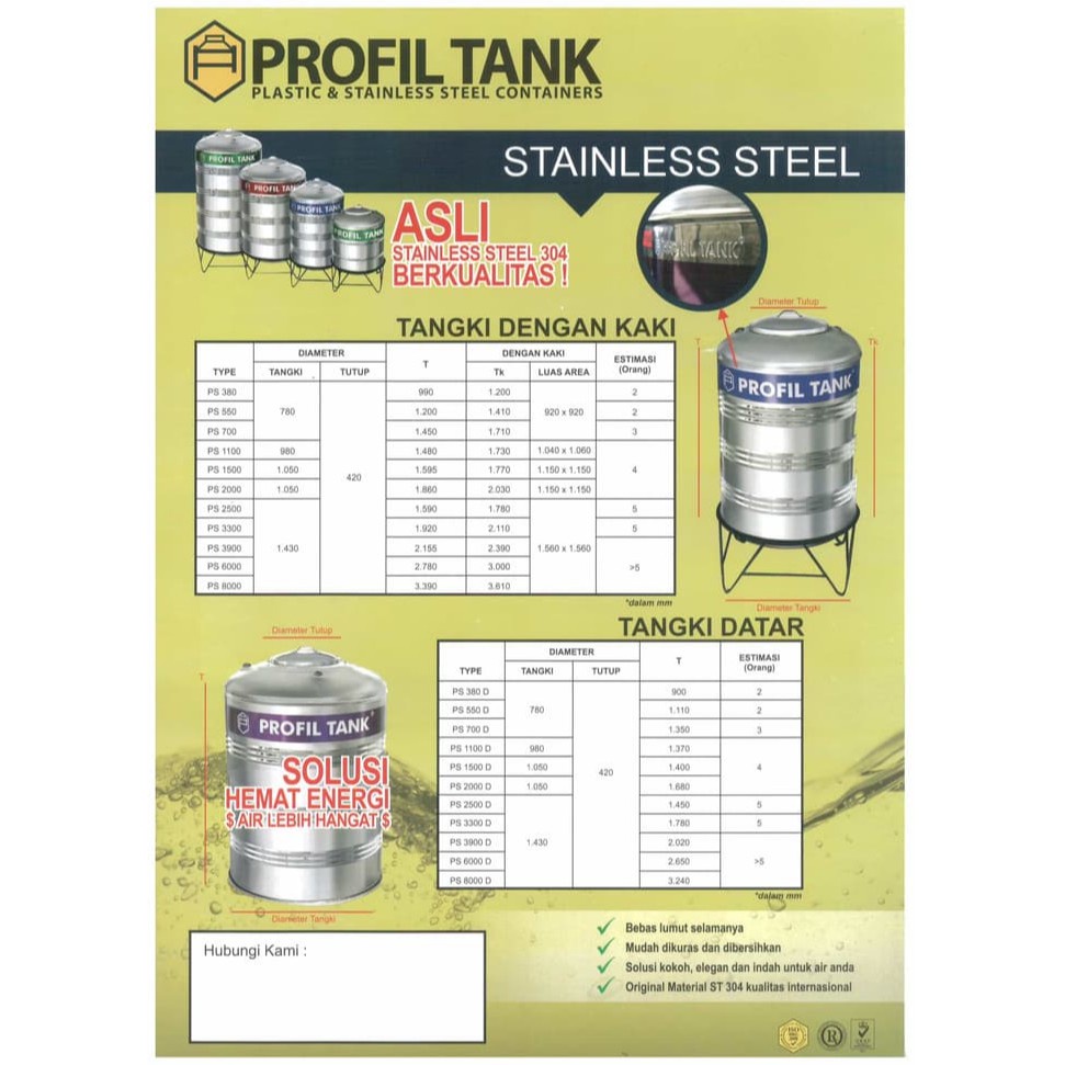 Jual promo sale Tangki Air / Tandon Toren Stainless Profil Tank PROFON ...