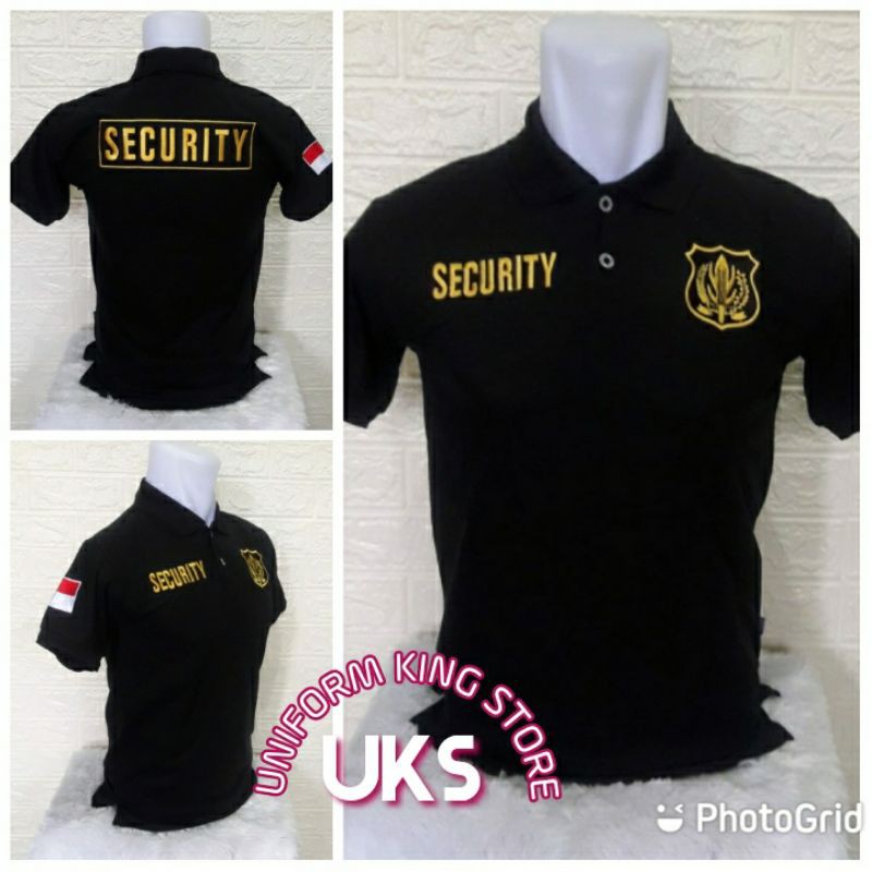Jual Kaos Security - Kaos Kerah Security Hitam Logo Kuning Full Bordir ...