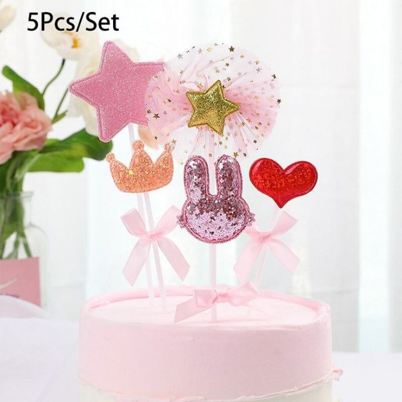 Jual Topper Cake PINKY SET 5 Mahkota Kelinci Bintang Hati - Hiasan Kue ...