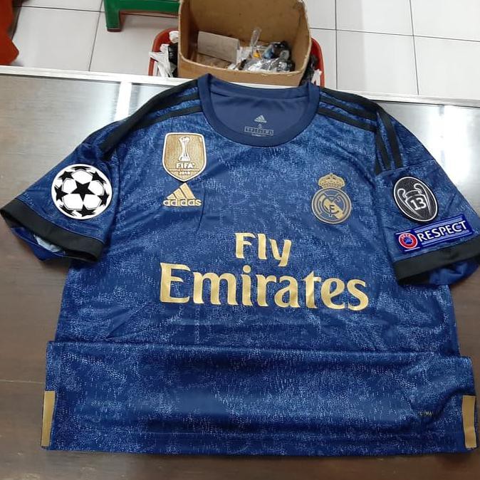 Jual Jersey Bola Real Madrid Away 19/20 + Full Patch Ucl Grade Ori ...