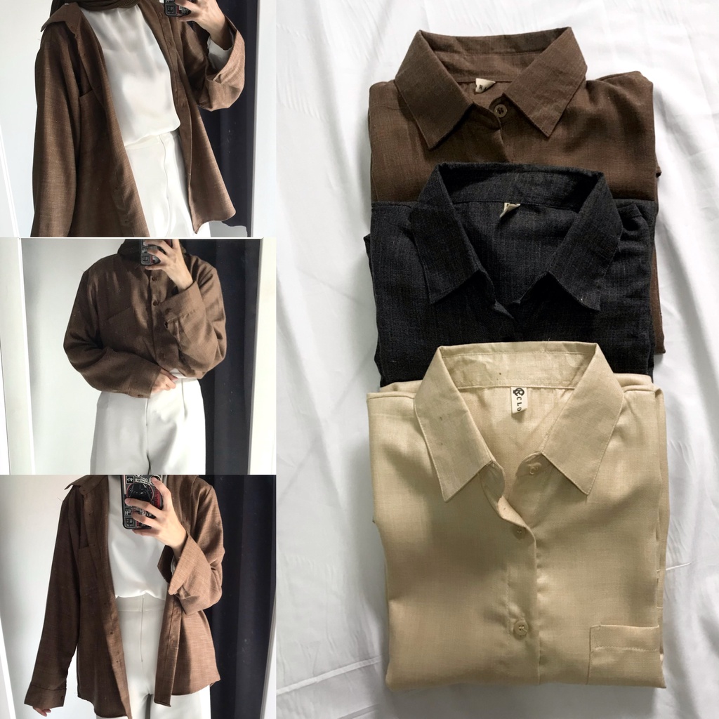 Jual Cloraea Alya Linen Oversized Shirt / Kemeja Kantor / Kemeja Linen / Kemeja Oversized ...
