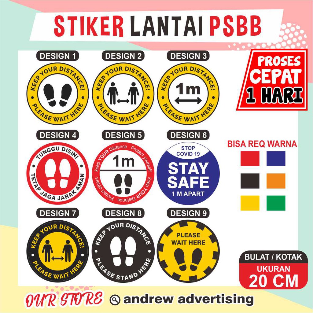 Jual Stiker Lantai Jaga Jarak social distancing 20 cm / Stiker Lantai ...