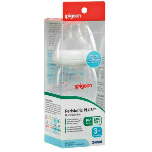 Jual Pigeon Botol Susu Wide Neck Peristaltic Plus 240ml | Shopee Indonesia